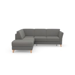 Sit & More Ecksofa SIT & MORE, B:248cm H:87cm T:213cm, grau, Wohnzimmer, Sofas, "Visby L-Form", Wahlweise mit Bettfunktion und Stauraum, frei im Raum stellbar