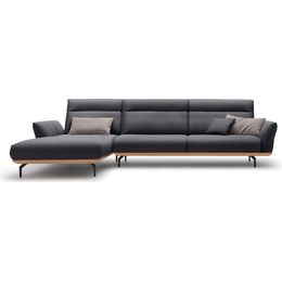Ecksofa, B:338cm H:103cm T:183cm, schwarz, CREATION BY ROLF BENZ, NaturLEDER OSKAR (echtes Rindsleder), Wohnzimmer, Sofas, "CR.460", Sockel in Eiche,