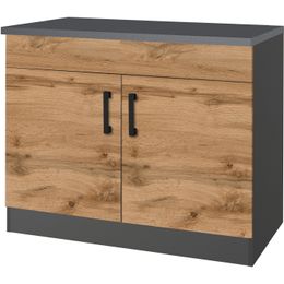 Sp&uuml;lenschrank KOCHSTATION, B:100cm H:85cm T:60cm, grau, Spanplatte, K&uuml;che, Schr&auml;nke, "KS-Toronto, Breite 100 cm"