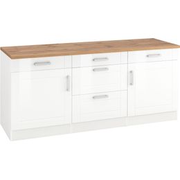 Unterschrank KOCHSTATION, B:180cm H:85cm T:60cm, wei&szlig;, Holzwerkstoff, K&uuml;che, Schr&auml;nke, "KS-Tinnum", 180 cm breit, Metallgriffe, MDF Fronten, 3