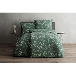 Bettw&auml;sche Grunddunkelgr&uuml;n, Satin, Obermaterial: 100% Baumwolle, Bettw&auml;sche, "Herba Bettw&auml;sche", Aus 100% Baumwollsatin gefertigt