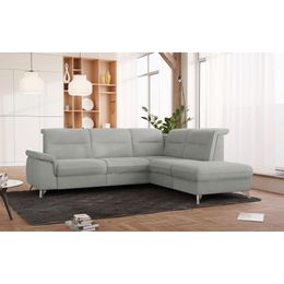 Sit & More Ecksofa SIT & MORE, B:256cm H:91cm T:225cm, grau, 100% Polyester, Wohnzimmer, Sofas, "Astoria L-Form", wahlweise mit motorischer Relaxfunktion
