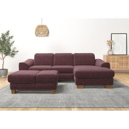 Ecksofa Home Affaire, B:264cm H:86cm T:170cm, lila, Flachgewebe (100% Polyester), Wohnzimmer, Sofas, "Dundee L-Form", wahlweise mit