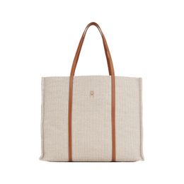 Tommy Hilfiger Damen Tragetasche "TH PREMIUM BEACH LE TOTE", beige, Lederimitat, Textil, Taschen, Damen Henkeltasche, Shopper, Schultertasche mit