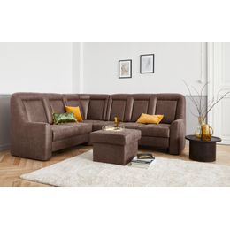 Sit & More Ecksofa SIT & MORE, B:257cm T:217cm, braun, 100% Polyester, Wohnzimmer, Sofas, "Melissa L-Form", klassisches Polsterprogramm, wahlweise Bettfunktion