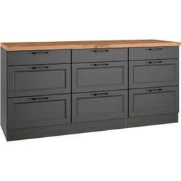 Unterschrank KOCHSTATION, B:180cm H:86cm T:60cm, grau, Holzwerkstoff, MDF, K&uuml;che, Schr&auml;nke, "KS-Lana", Breite 180 cm
