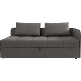 Schlafsofa Alina, B:205cm H:73cm T:95cm, grau, Chenille EQE (100% Polyester), Jugendzimmer, Sofas, "Marla", inkl. Stauraum & 2 R&uuml;ckenkissen, Armlehne