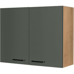 H&auml;ngeschrank Nobilia, B:90cm H:72cm T:37,2cm, gr&uuml;n, K&uuml;che, Schr&auml;nke, ""Easytouch", vormontiert, mit zwei Einlegeb&ouml;den", Breite 90 cm