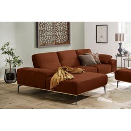 Ecksofa W.Schillig, B:299cm H:88cm T:178cm, orange, Longlife Xtra-Leder Z73: Naturwalkleder der Luxusklasse aus den erlesensten Rohh&auml;uten. Hautst&auml;rke
