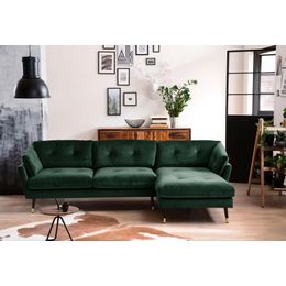 Ecksofa TRENDS BY HG, B:270cm H:84cm T:155cm, gr&uuml;n, Wohnzimmer, Sofas, "Japan L-Form", mit Fu&szlig; in Holz-Metallkombination, Recamiere rechts oder links