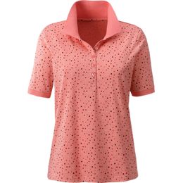 Damen Poloshirt im Tupfendessin flamingo-dunkelrot-getupft, Gr&ouml;&szlig;e 38