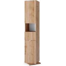 Hochschrank Welltime, B:37cm H:185cm T:37cm, braun, Holzwerkstoff, Badezimmer, Schr&auml;nke, "Hamburg H&ouml;he 185 cm, Breite 35/37 cm, Badschrank drehbar, 2