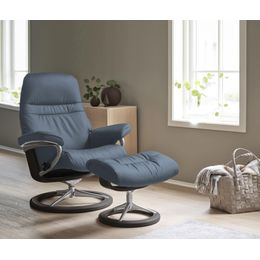 Fu&szlig;hocker stressless, B:57cm H:42cm T:40cm, blau, Leder BATICK: BATICK ist ein leicht korrigiertes, durchgef&auml;rbtes und genarbtes M&ouml;belleder, bei dem