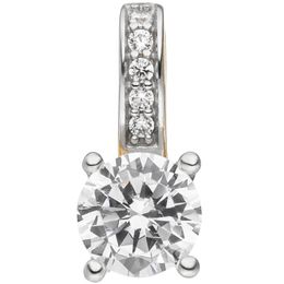Kettenanh&auml;nger Jobo "Anh&auml;nger Silberanh&auml;nger 13 mm", gelbgold 333, wei&szlig;, Schmuckanh&auml;nger, Damen, Gelbgold 333, Kettenanh&auml;nger, 333 Gold bicolor mit 6 Zirkonia