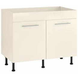 Wiho-K&uuml;chen Sp&uuml;lenschrank WIHO K&Uuml;CHEN, B:100cm H:86,5cm T:58cm, beige, K&uuml;che, Schr&auml;nke, "Ela", Breite 100 cm, h&ouml;henverstellbare F&uuml;&szlig;e