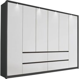 Dreht&uuml;renschrank Rauch, B:275cm H:212cm T:58cm, grau, Holzwerkstoff, Schr&auml;nke, "Mainz mit Passepartout", optional mit Beleuchtung, Au&szlig;ent&uuml;ren mit