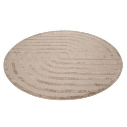 Outdoorteppich Esprit, H:6mm &Oslash;:120cm, beige, Polypropylen (PP), Teppiche, "Spirit, ESP-54229", mit Hoch-Tief-Effekt, grafisch, modern, robust,