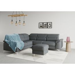 Sit & More Ecksofa SIT & MORE, B:251cm H:85cm T:231cm, grau, 98% Polyester, 2% Polyamid, Wohnzimmer, Sofas, "Sinatra L-Form", optional mit Kopfteilverstellung
