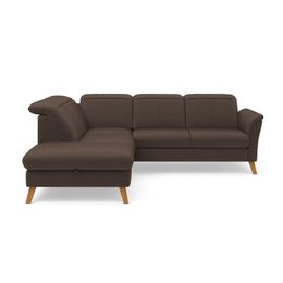 Sit & More Ecksofa SIT & MORE, B:250cm H:91cm T:220cm, braun, 100% Polyester, Wohnzimmer, Sofas, "Romero L-Form", wahlweise mit oder ohne TV-Funktion,