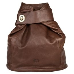 Pike PIK&Eacute; Damen Cityrucksack, braun, Leder, Rindsleder, beschichtet, leicht gl&auml;nzend, Rucks&auml;cke, echt Leder, Made in Italy