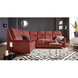Sit & More Ecksofa SIT & MORE, B:265cm H:104cm T:215cm, orange, Kunstleder SOFTLUX;Luxus-Microfaser (90% Polyester, 10% Polyamid);Flachgewebe (100% Polyester),
