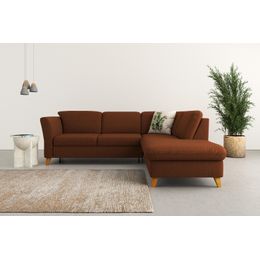Ecksofa Home Affaire, B:252cm H:86cm T:213cm, rosa, 100% Polyester, Wohnzimmer, Sofas, "Trelleborg L-Form", Federkern-Polsterung, wahlweise mit