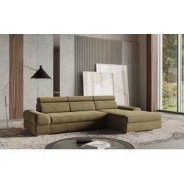 Sit & More Ecksofa SIT & MORE, B:284cm H:79cm T:171cm, gr&uuml;n, 100% Polyester, Wohnzimmer, Sofas, "Broadway L-Form", inklusive Kopfteilverstellung, wahlweise mit