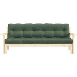 Schlafsofa Karup Design, B:190cm H:14cm T:92cm, gr&uuml;n, Jugendzimmer, Sofas, "Unwind", Mit Holzstruktur, inkl. Futonmatratze, Liegefl&auml;che 130x190 cm