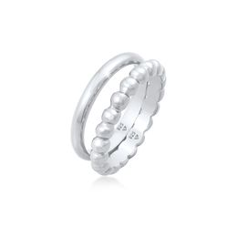 Elli Damen Ring-Set "Bandring Basic Kugel Design (2 tlg.) 925 Silber", 52mm, ohne Stein, Silber 925 (Sterlingsilber), silber, Silber 925
