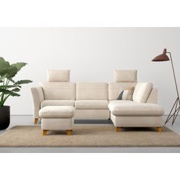 Ecksofa Home Affaire, B:252cm H:86cm T:213cm, beige, 100% Polyester, Wohnzimmer, Sofas, "Trelleborg L-Form", wahlweise mit Bettfunktion und