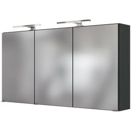 Spiegelschrank Welltime, B:120cm H:64cm T:20cm, grau, Holzwerkstoff, Badezimmer, Schr&auml;nke, "Baabe", 120 cm breit, inkl. Beleuchtung, Schalter und