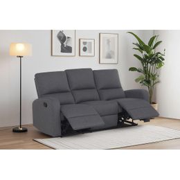 3-Sitzer Home Affaire, B:188cm H:96cm T:93cm, grau, Sofas, "TOURNAY manuelle Relaxfunktion, Liegefunktion (105-135), Webstoff", Reclinerfunktion in 2
