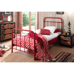 Einzelbett Vipack, B:95cm H:100cm L:210cm, rot, Betten, "New York, Bettgestell Metall, pulverbeschichtet, in zeitlosem Design", zwei Breiten und