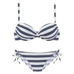 Venice Beach Damen B&uuml;gel-Bikini, blau, Gr. 42, gestreift, Recycling-Polyester, Bikini-Sets, mit gewebten Streifen