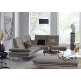 Ecksofa W.Schillig, B:284cm H:94cm T:224cm, grau, Flachgewebe S22 (100% Polyester), Wohnzimmer, Sofas, "broadway, Designsofa, mit tollem Sitzkomfort,