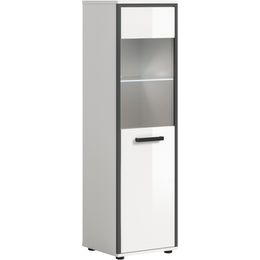 Midischrank Welltime, B:40cm H:139cm T:34cmwei&szlig; hochglanz, schwarz, FSC-zertifizierter Holzwerkstoff, Sicherheitsglas ESG, Badezimmer, Schr&auml;nke,