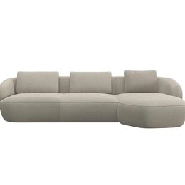 Wohnlandschaft FLEXLUX, B:307cm H:85cm T:146cm, beige, 100% Polyester, Sofas, "Torino, rund, L-Form, Sofa-Ecke mit Recamiere, Longchair-Sofa",