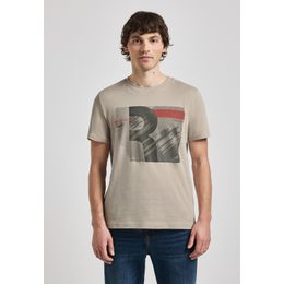Street One MEN Damen T-Shirt, beige, Gr. XXL, bedruckt, Web, 100% Baumwolle, Shirts, aus reiner Baumwolle