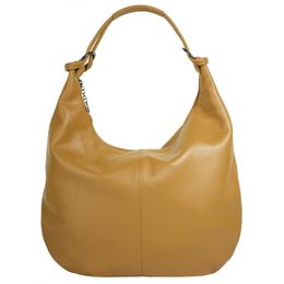CLUTY Damen Shopper, gelb, Leder, leicht gl&auml;nzend, unifarben, Taschen, echt Leder, Made in Italy