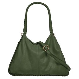 Samantha Look Damen Shopper, gr&uuml;n, Leder, leicht gl&auml;nzend, unifarben, Taschen, echt Leder, Made in Italy