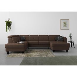 Sit & More Wohnlandschaft SIT & MORE, B:321cm H:85cm T:195cm, braun, Sofas, "Belluci U-Form", Kopfteilverstellung und Federkern, wahlweise mit Bettfunktion