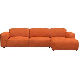 Ecksofa FLEXLUX, B:284cm H:73cm T:171cm, orange, 85% Polyester/15%Polyamide, Wohnzimmer, Sofas, "Lucera bequem und komfortabel durch hochwertigen