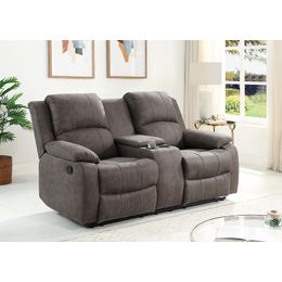 2-Sitzer, B:173cm H:99cm T:99cm, grau, ATLANTIC HOME COLLECTION, Sofas, "Cicero", mit Relaxfunktion, Federkern und Getr&auml;nkehalter