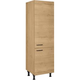 K&uuml;hlmodul Nobilia, B:60cm H:216,6cm T:58,3cm, braun, Schr&auml;nke, ""Structura", f&uuml;r ein K&uuml;hl- und Gefrierschrank, Ausrichtung w&auml;hlbar", vormontiert,