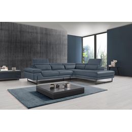 Ecksofa Egoitaliano, B:284cm H:95cm T:108cm, grau, Luxus-Microfaser (100% Polyester) Leder &raquo;BULL&laquo; (echtes Rindsleder). Geschliffenes, pigmentiertes