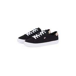 Tommy Hilfiger Damen Plateausneaker "VULC CANVAS LACE UP SNEAKER", Gr. 35, schwarz, Baumwolle, Schuhe, Freizeitschuh, Halbschuh, Schn&uuml;rschuh, in