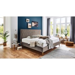 Polsterbett, B:131cm H:123cm L:212cm, braun, ATLANTIC HOME COLLECTION, Bettgestell und seitliche Einfassung der Matratzen: Strukturstoff, 100%