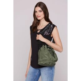 SOCCX Damen Beuteltasche, gr&uuml;n, Polyester, unifarben, Taschen, mit vielen Innenf&auml;chern