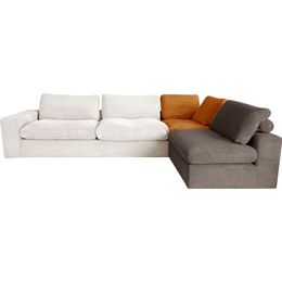 Ecksofa Alina, B:276cm T:226cm, bunt, Cord GCT (92% Polyester, 8% Nylon), Wohnzimmer, Sofas, "Sandy", mit losen Sitz und R&uuml;ckenkissen, in modernem