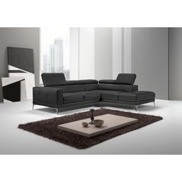 Ecksofa Egoitaliano, B:268cm H:97cm T:226cm, schwarz, Luxus-Microfaser (100% Polyester) Leder &raquo;BULL&laquo; (echtes Rindsleder). Geschliffenes,